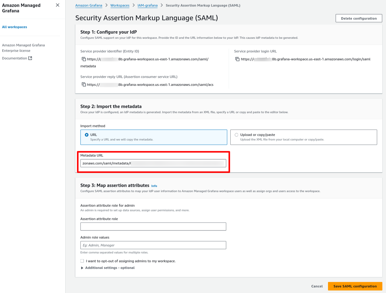 Signing into Amazon Managed Grafana with SAML-based IAM Identity Center